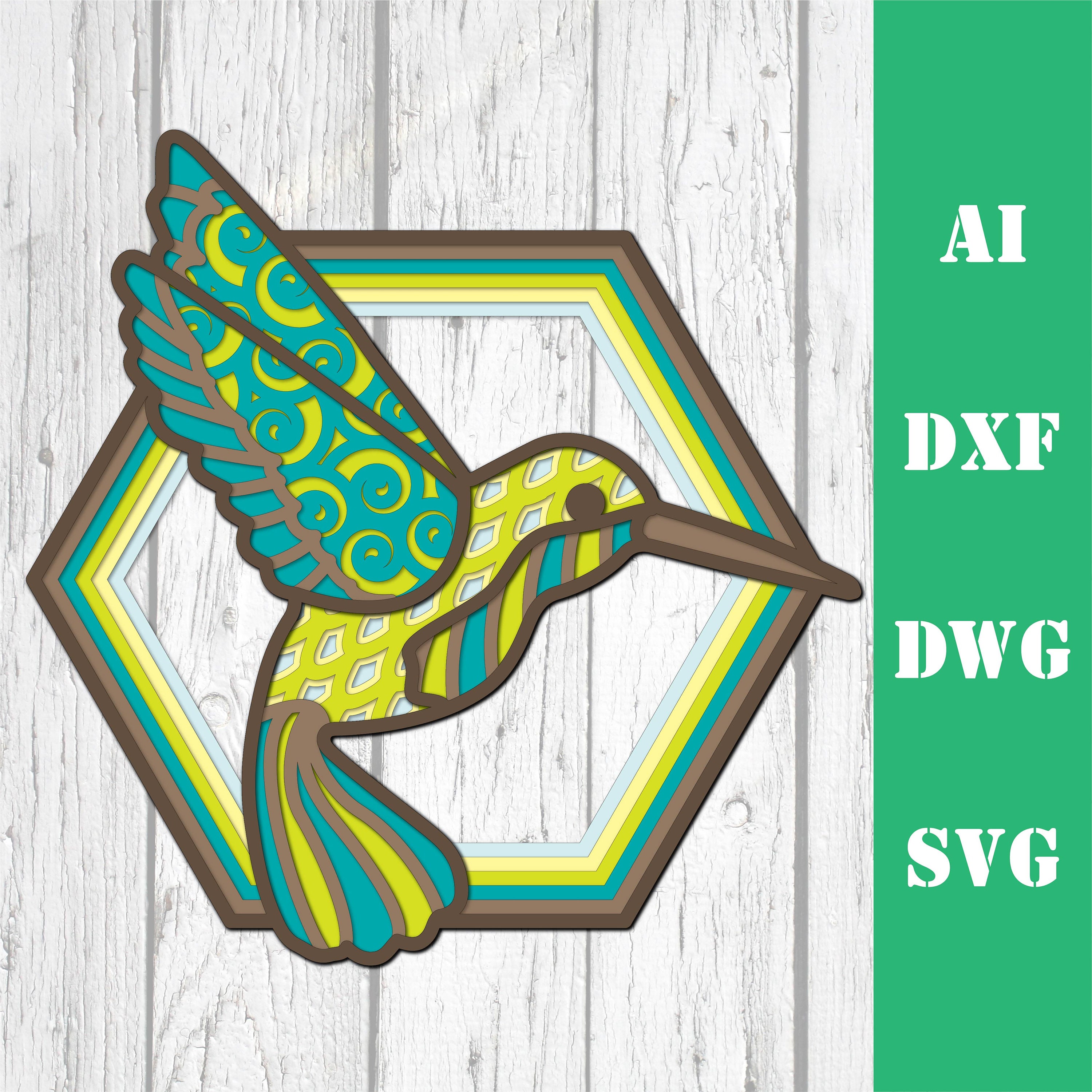 Colibrí en capas modelo 3D multicapa mandala archivo de corte - Etsy México