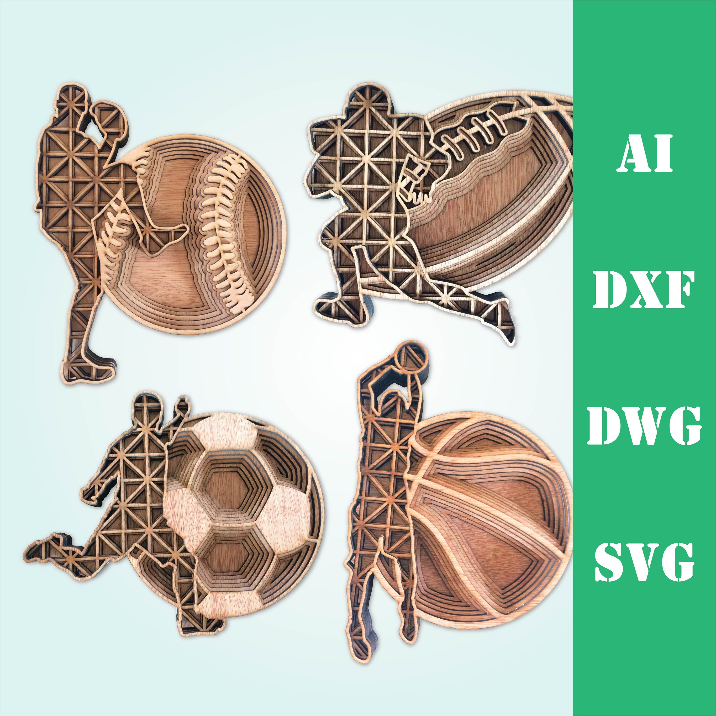 Bundle of Sports Mandala Laser Cut File Sport Vector Wood - Etsy