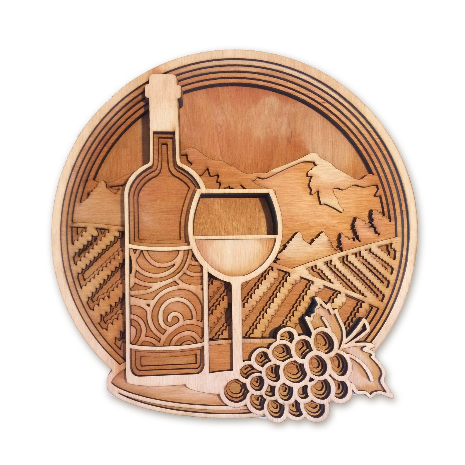 Doesjie Wine Scene Mandala DXF for Laser Cut Layered Wine Scene Laser ...