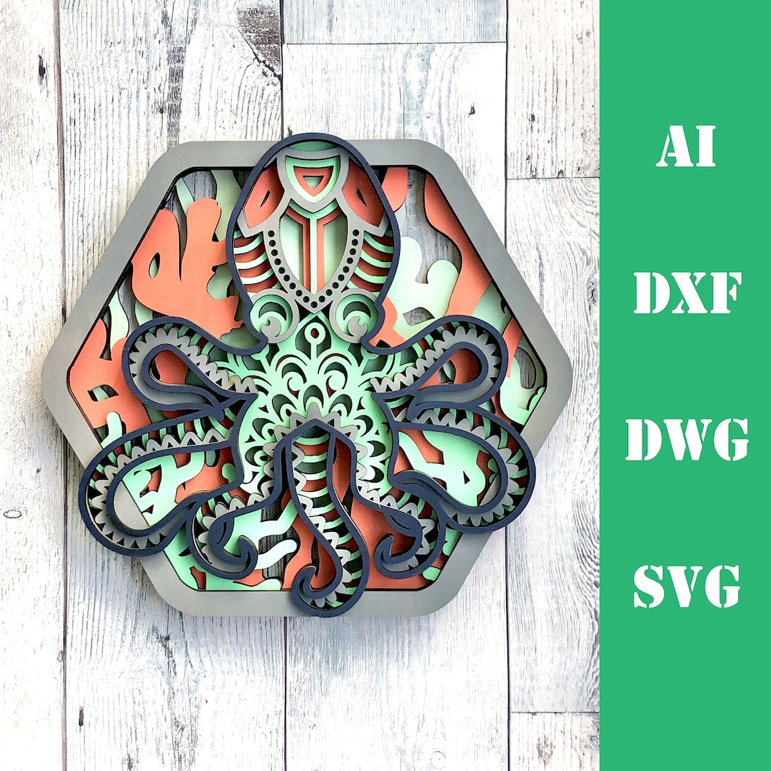 Layered Octopus Multi Layer Mandala 3d Model Laser Cut File, Commercial ...