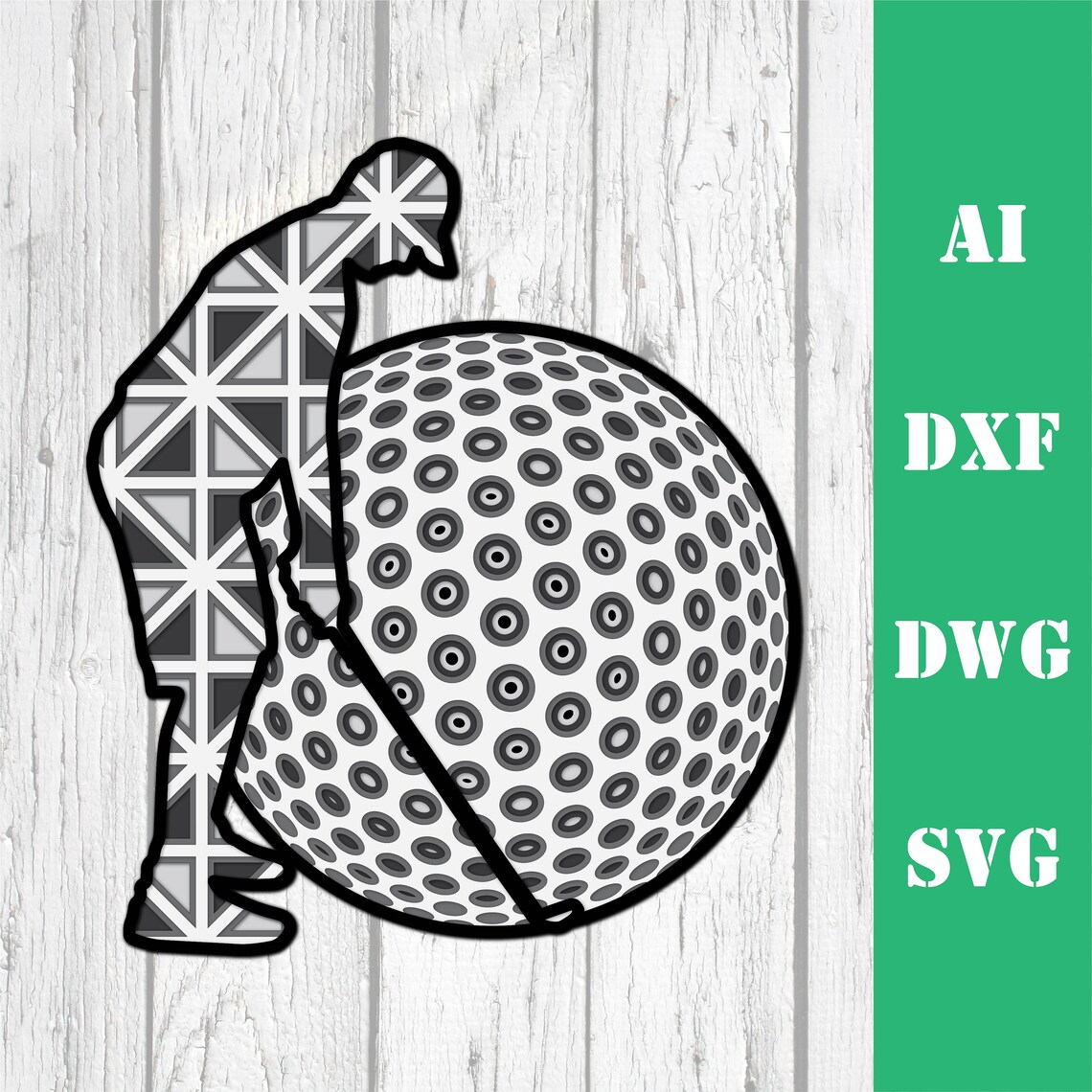 Golf Multi layer mandala golfer golf ball model laser cut | Etsy