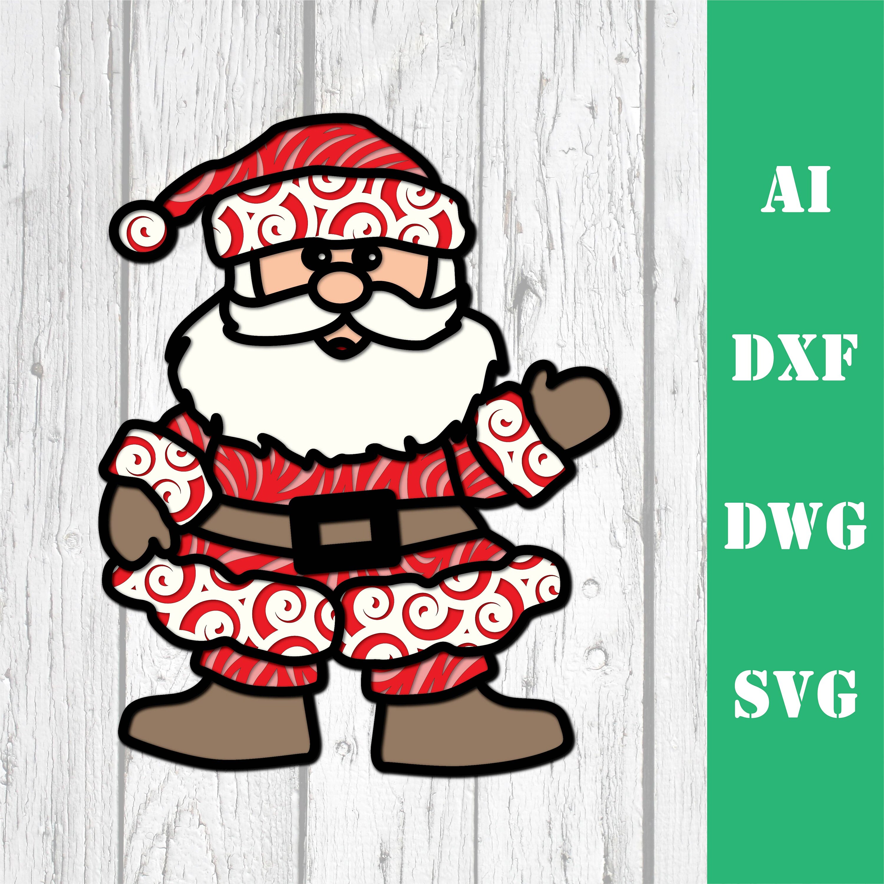 Layered Santa Christmas Multi Layer Mandala Laser Cut File, Commercial ...