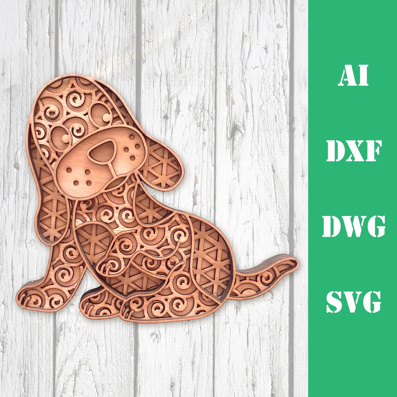 Dog Puppy Layered Cute Baby Dog Multi Layer Mandala Model Laser Cut ...