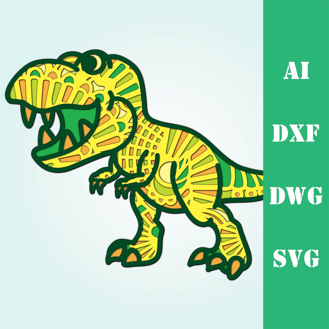 Dinosaur T-rex Multi Layer Mandala Model Laser Cut File, Commercial Use ...