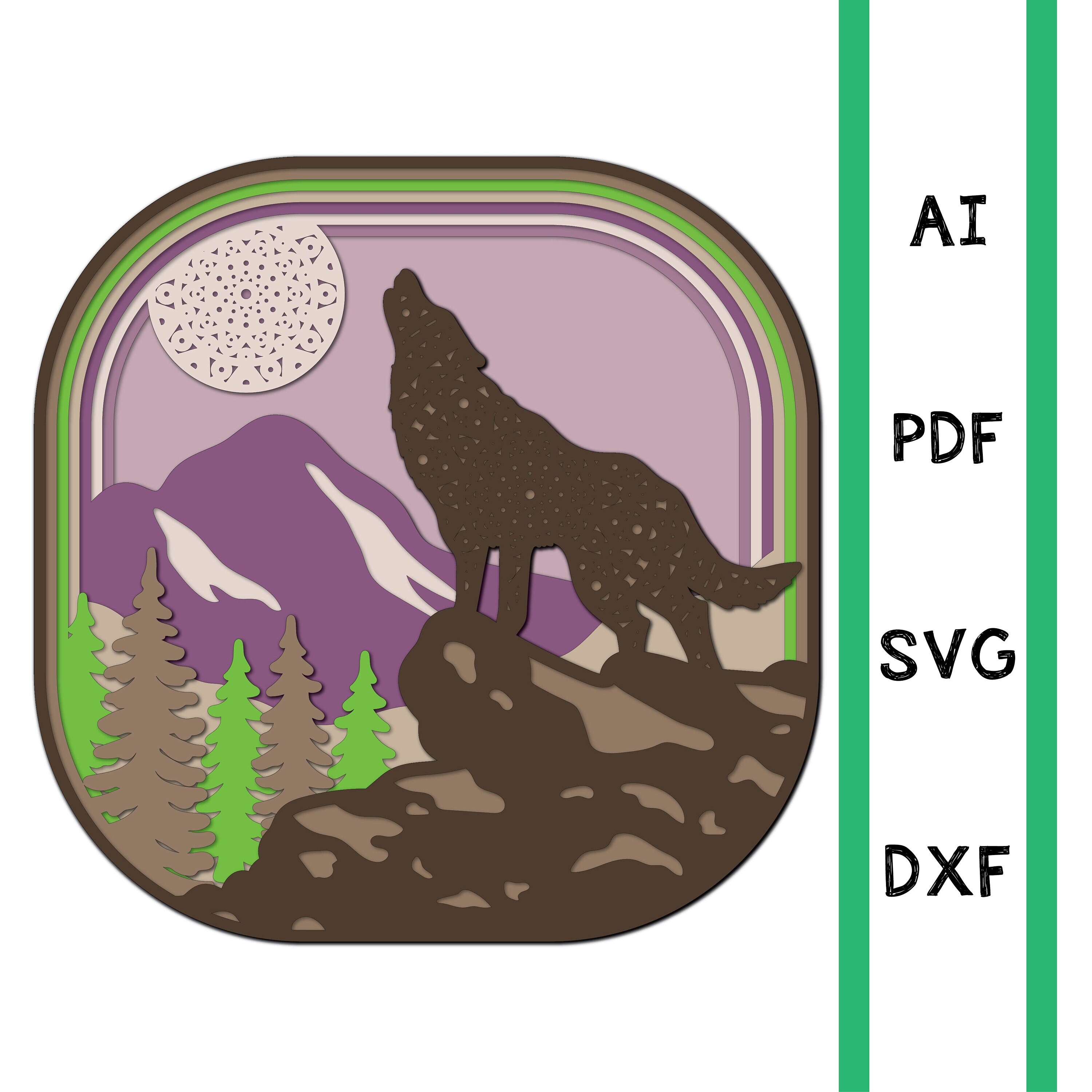 Layered Wolf Multi Layer Mandala Model Laser Cut File - Etsy