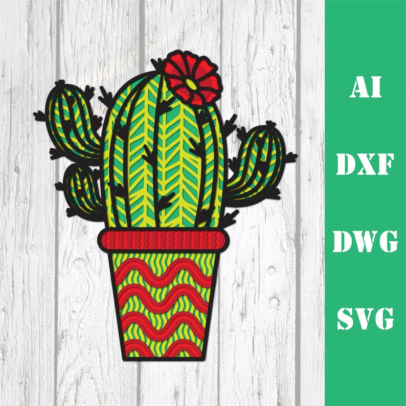 Cactus Multi Layer Mandala Model Laser Cut File, Commercial Use, Wall ...