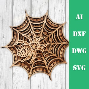 3D Spiderweb Mandala Cricut & Laser Cut File, Halloween Wall Decor (svg ...