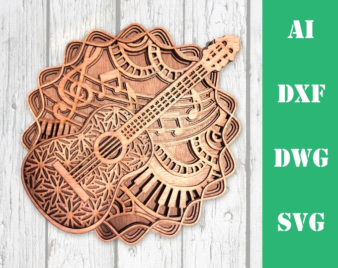 Banjo Music Instrument Layered Laser Cut File Multi Layer Mandala SVG ...