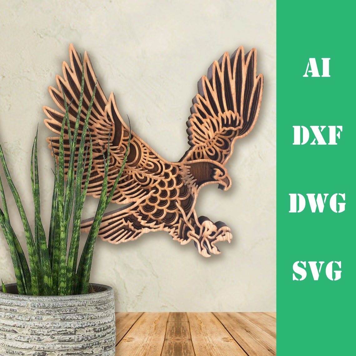 Eagle Model Multi Layer Mandala Laser Cut File, Commercial Use, Wall ...