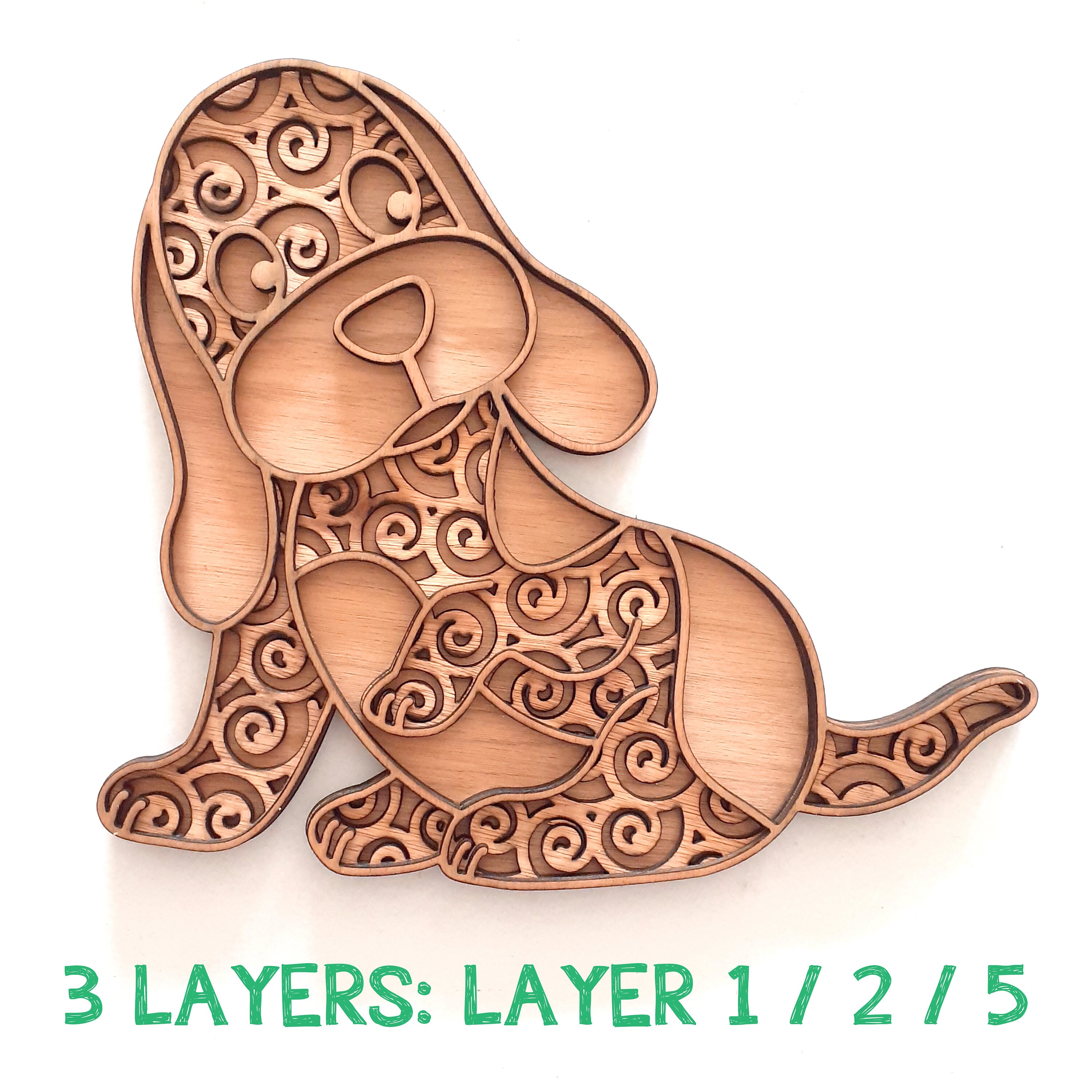Dog Puppy Layered Cute Baby Dog Multi Layer Mandala Model Laser Cut ...