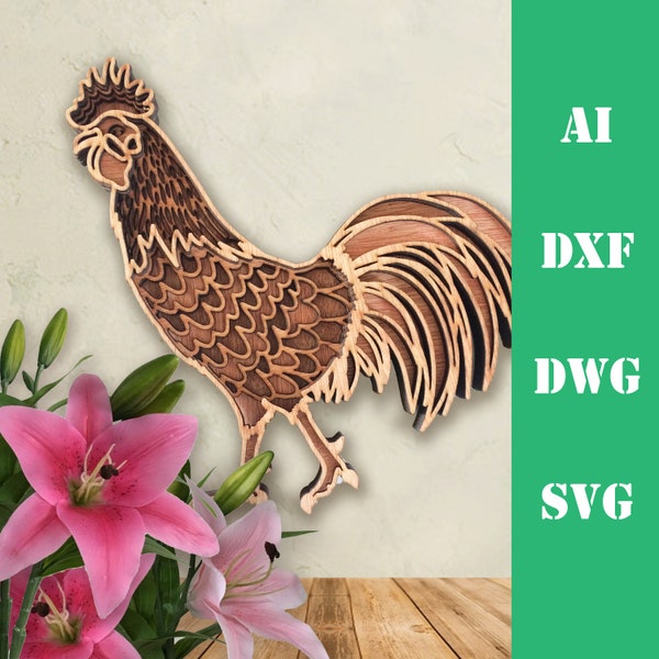 Coq 3d couche svg - Etsy France