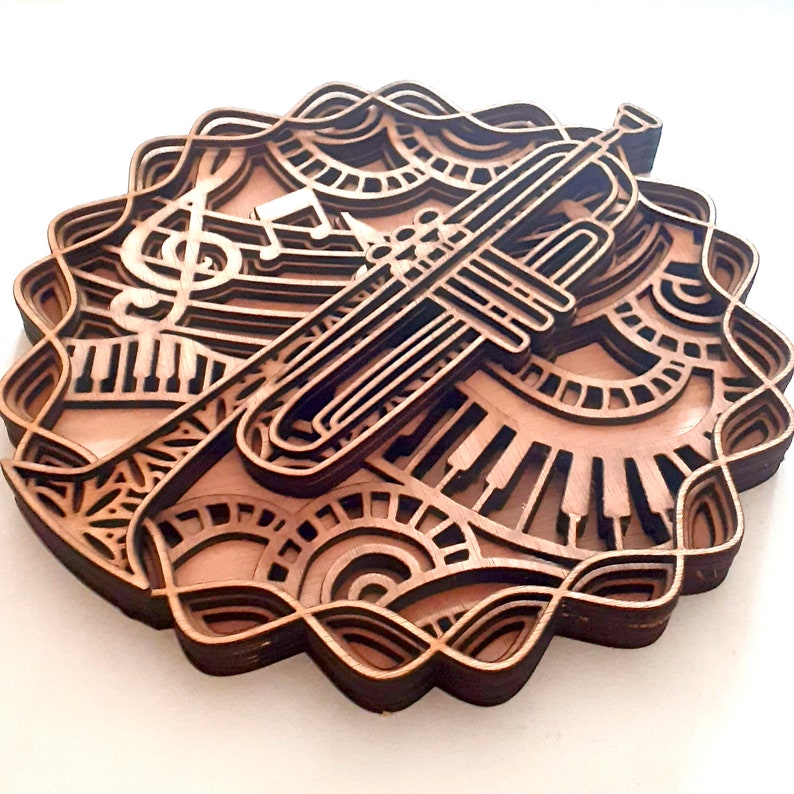 Trumpet Music Instrument Layered Laser Cut File Multi Layer Mandala SVG ...