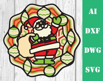 Layered Santa 3D Christmas Multi Layer Mandala Laser Cut File - Etsy