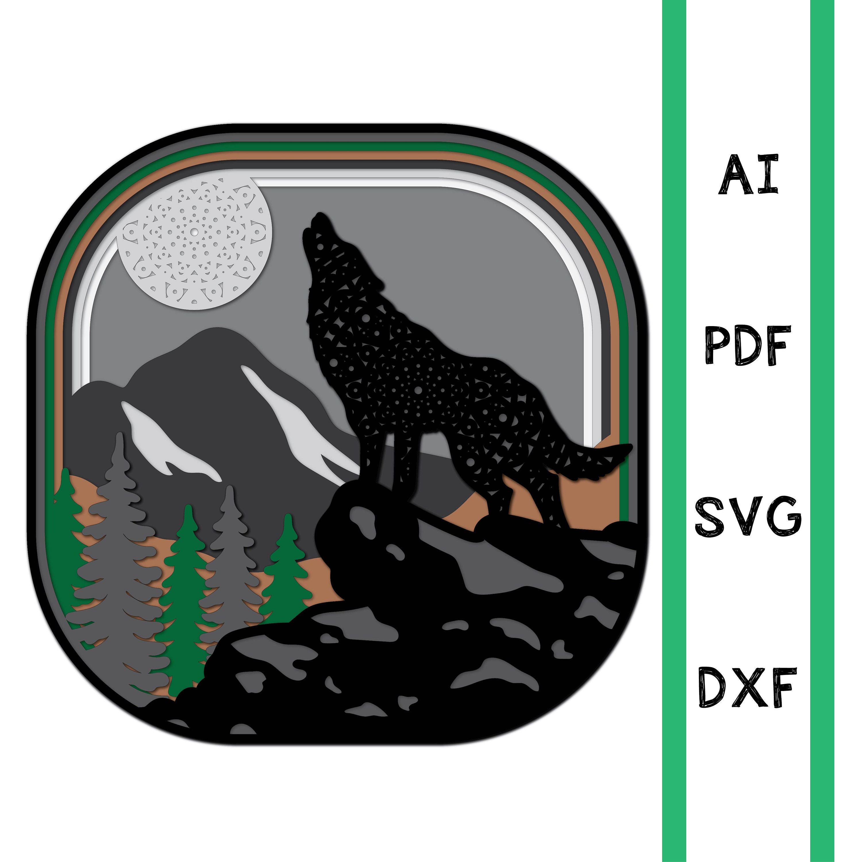 Layered Wolf Multi Layer Mandala Model Laser Cut File - Etsy