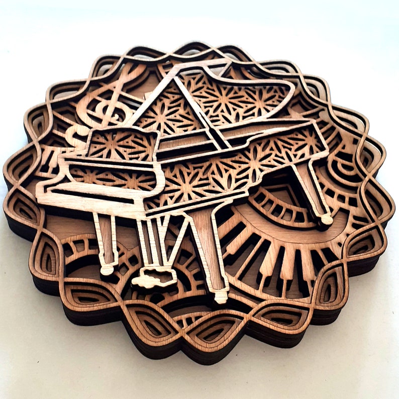 Piano music instrument multi layer mandala model laser cut | Etsy