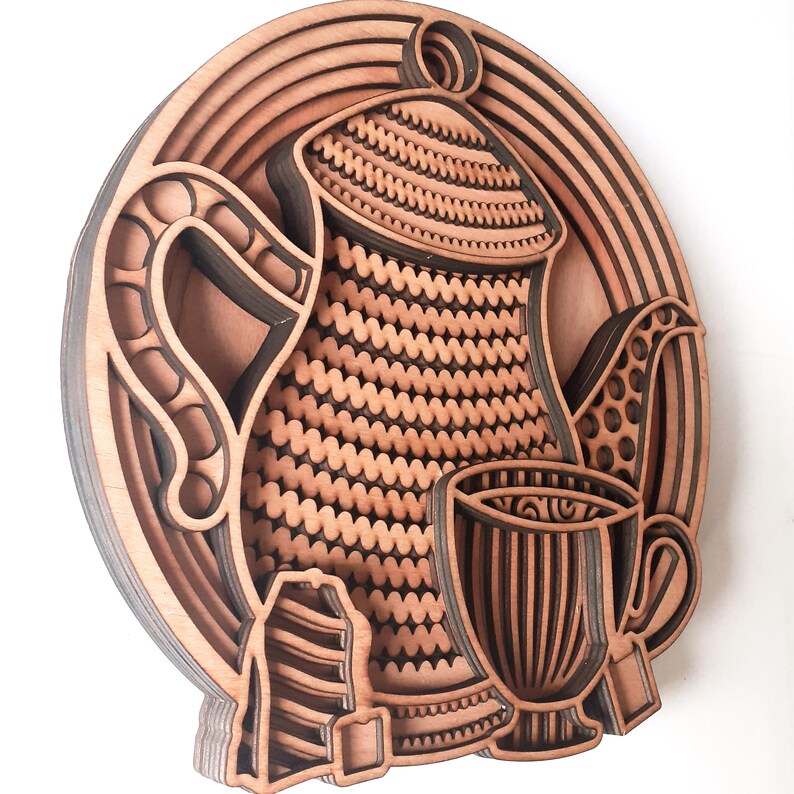 Tea Pot Tea Cup Mandala DXF Laser Cut Layered Tea Laser 3D Tea Cup ...