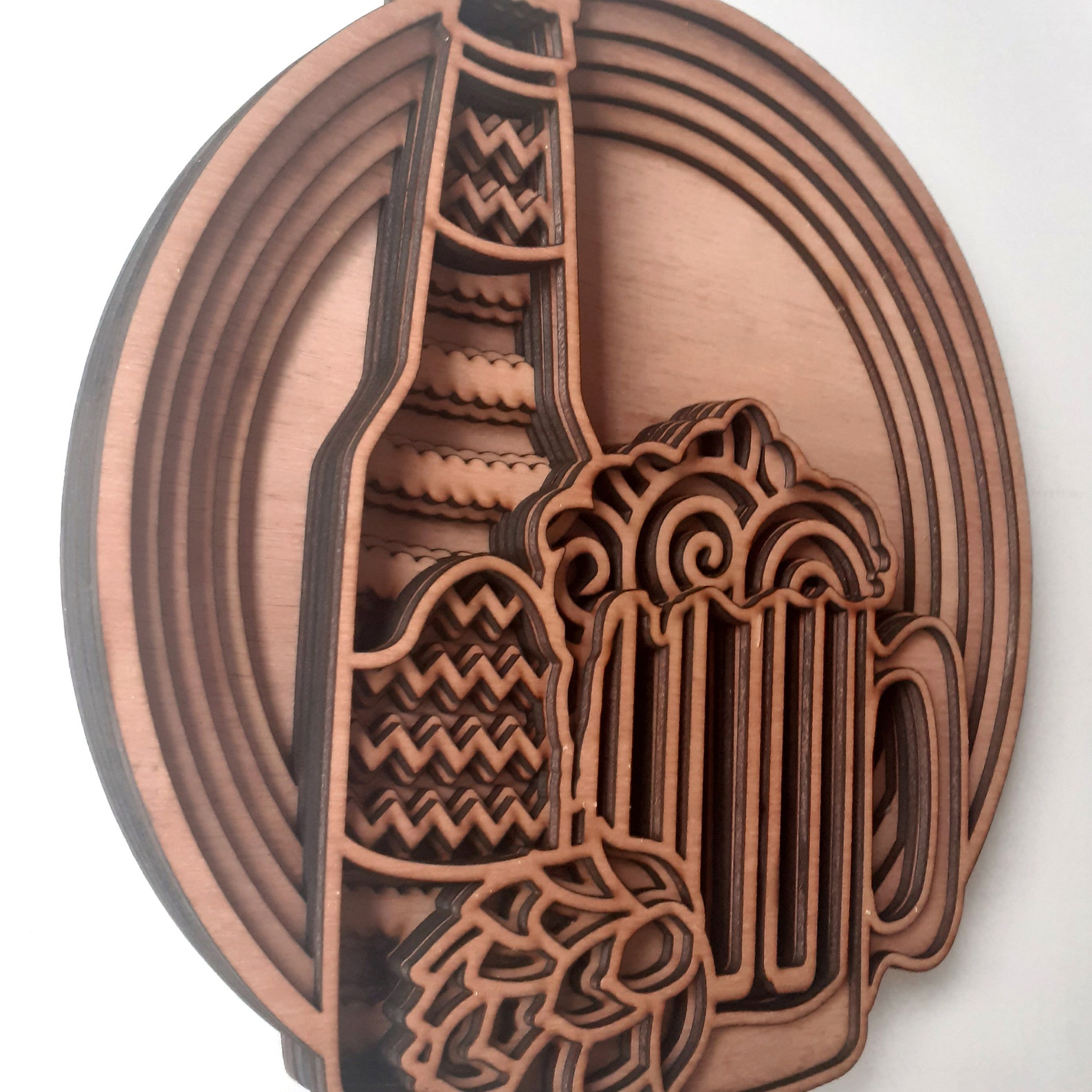 Beer Glass and Bottle Mandala DXF Laser Cut Layered Beer Scene Laser 3D ...