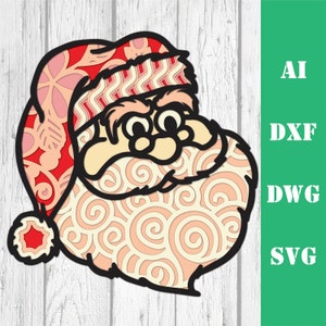 Layered Santa 3D Christmas Multi Layer Mandala Laser Cut File Glowforge ...