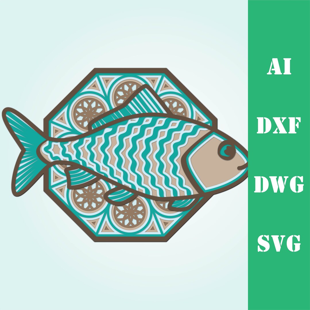 Fish Multi Layer Mandala Model Laser Cut File, Commercial Use, Wall Art ...
