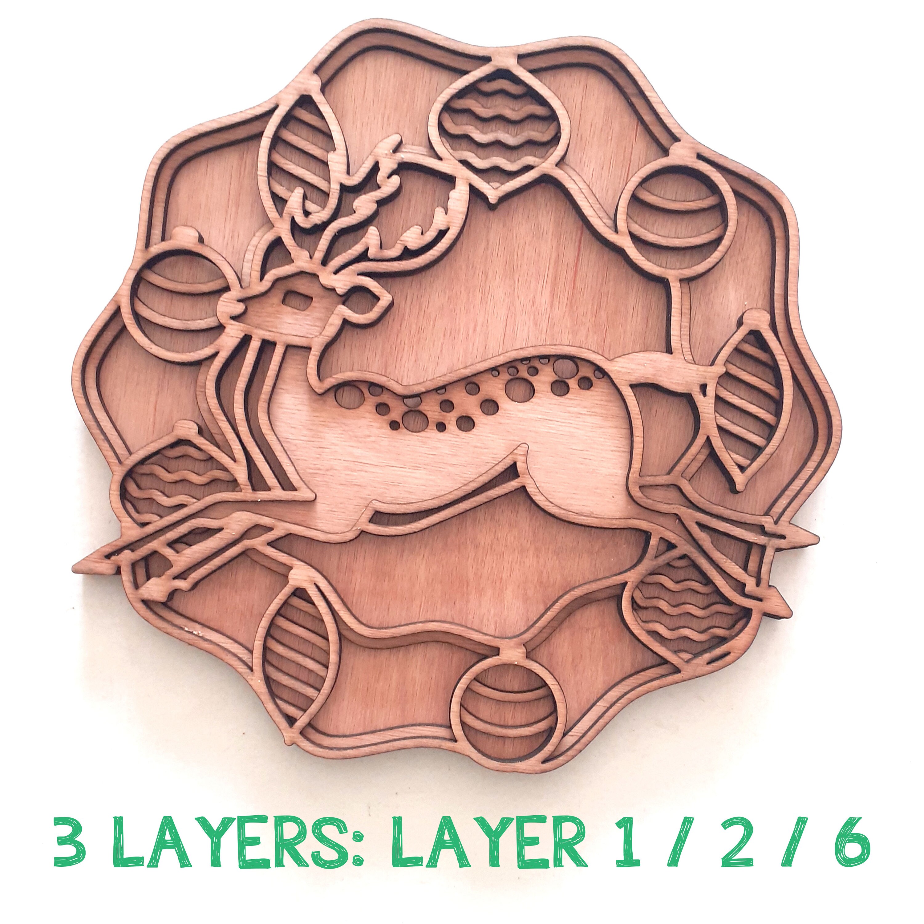 Layered Reindeer Christmas Multi Layer Mandala Reindeer 3D Laser Cut ...