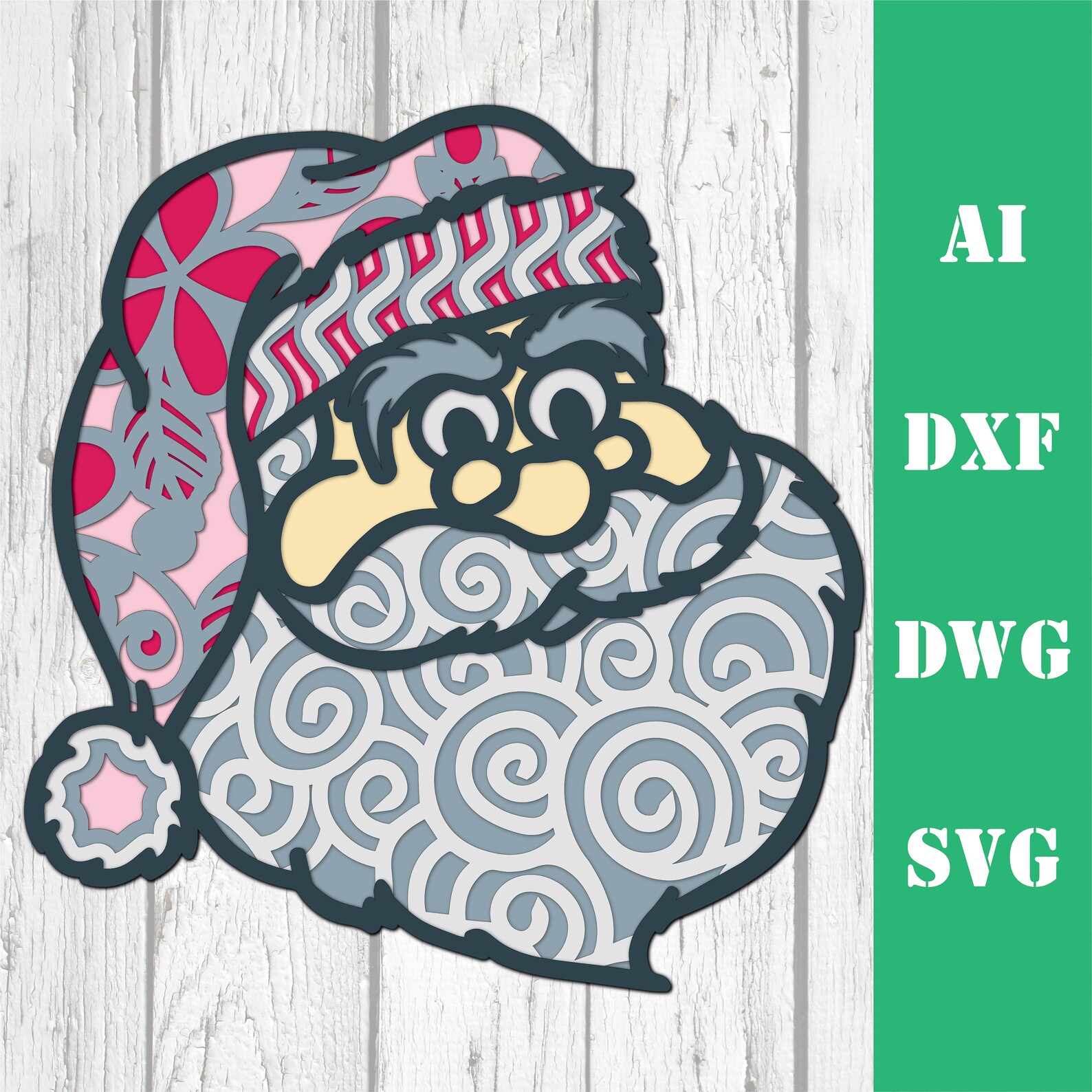 Layered Santa 3D Christmas Multi Layer Mandala Laser Cut File - Etsy