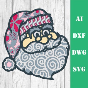 Layered Santa 3D Christmas Multi Layer Mandala Laser Cut File Glowforge ...