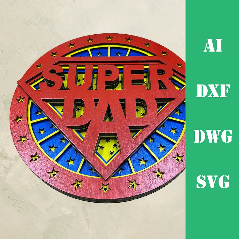 Super Dad Mandala Fathers Day Layered 3D Multi Layer Mandala - Etsy