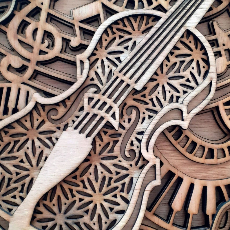 Violin Music Instrument Layered Laser Cut File Multi Layer Mandala SVG ...