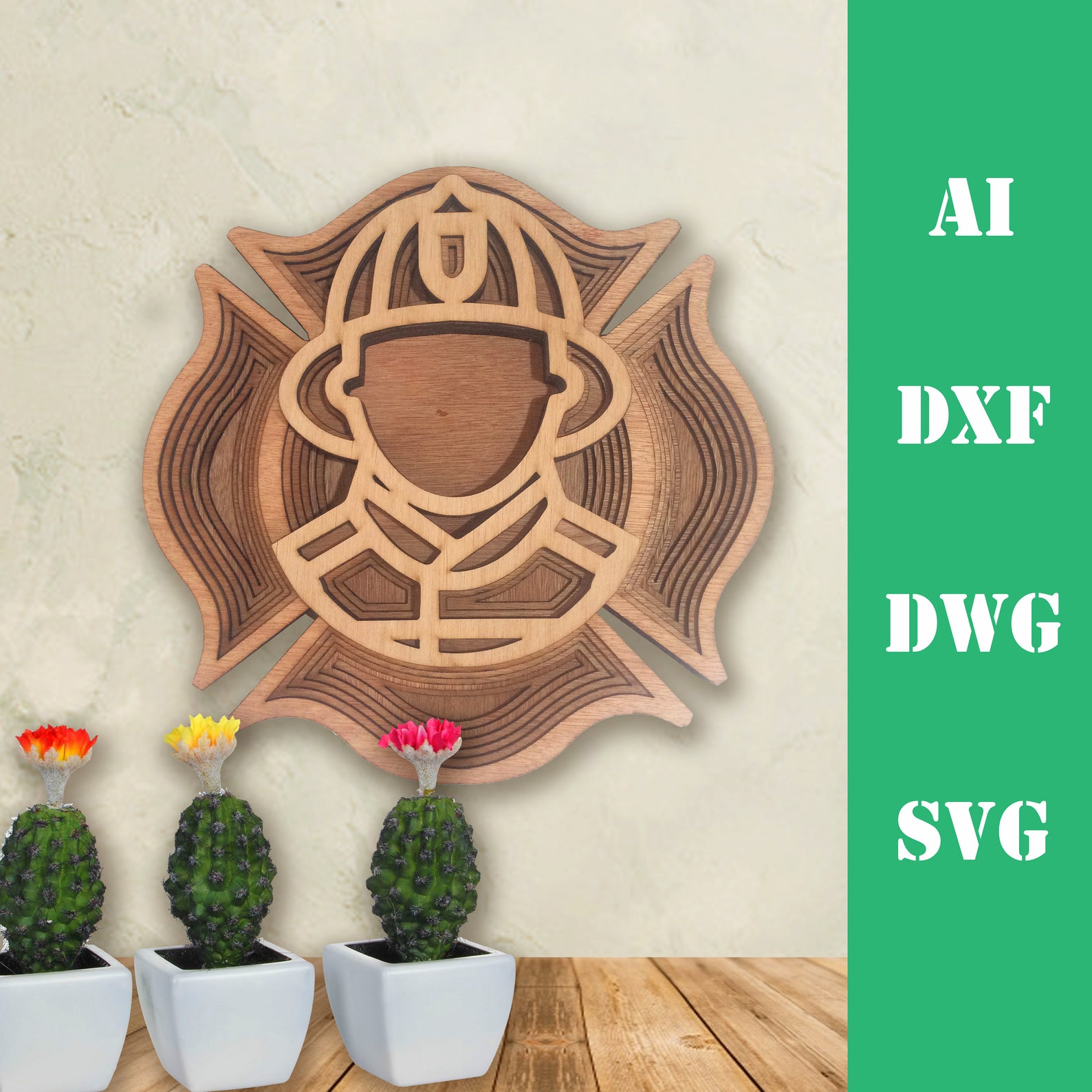 Firefighter Multi Layer Mandala Model Laser Cut File | Etsy