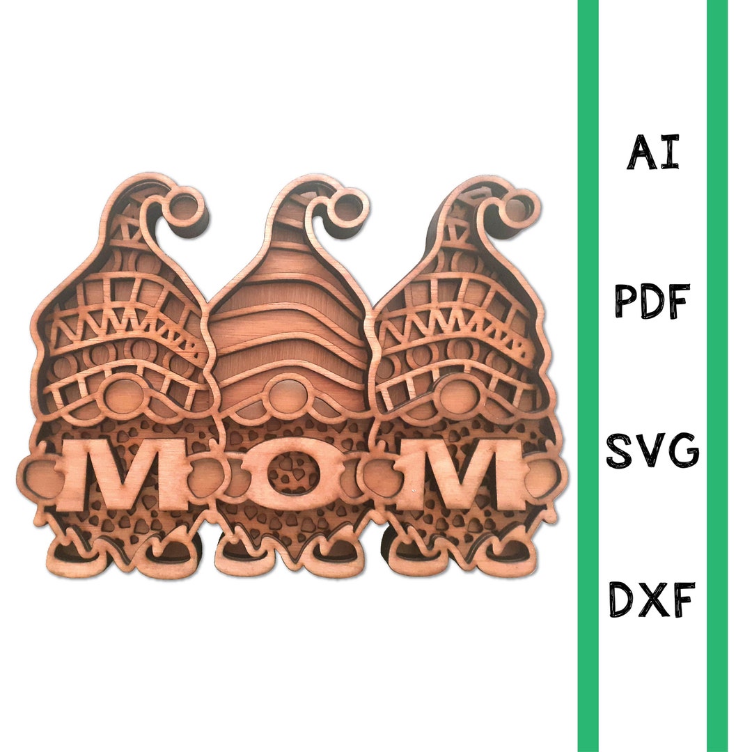 Mothers Day Gnome Layered Multi Layer Mum Gnomes Mom Mandala Laser Cut ...