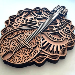 Mandolin Music Instrument Layered Laser Cut File Multi Layer Mandala ...