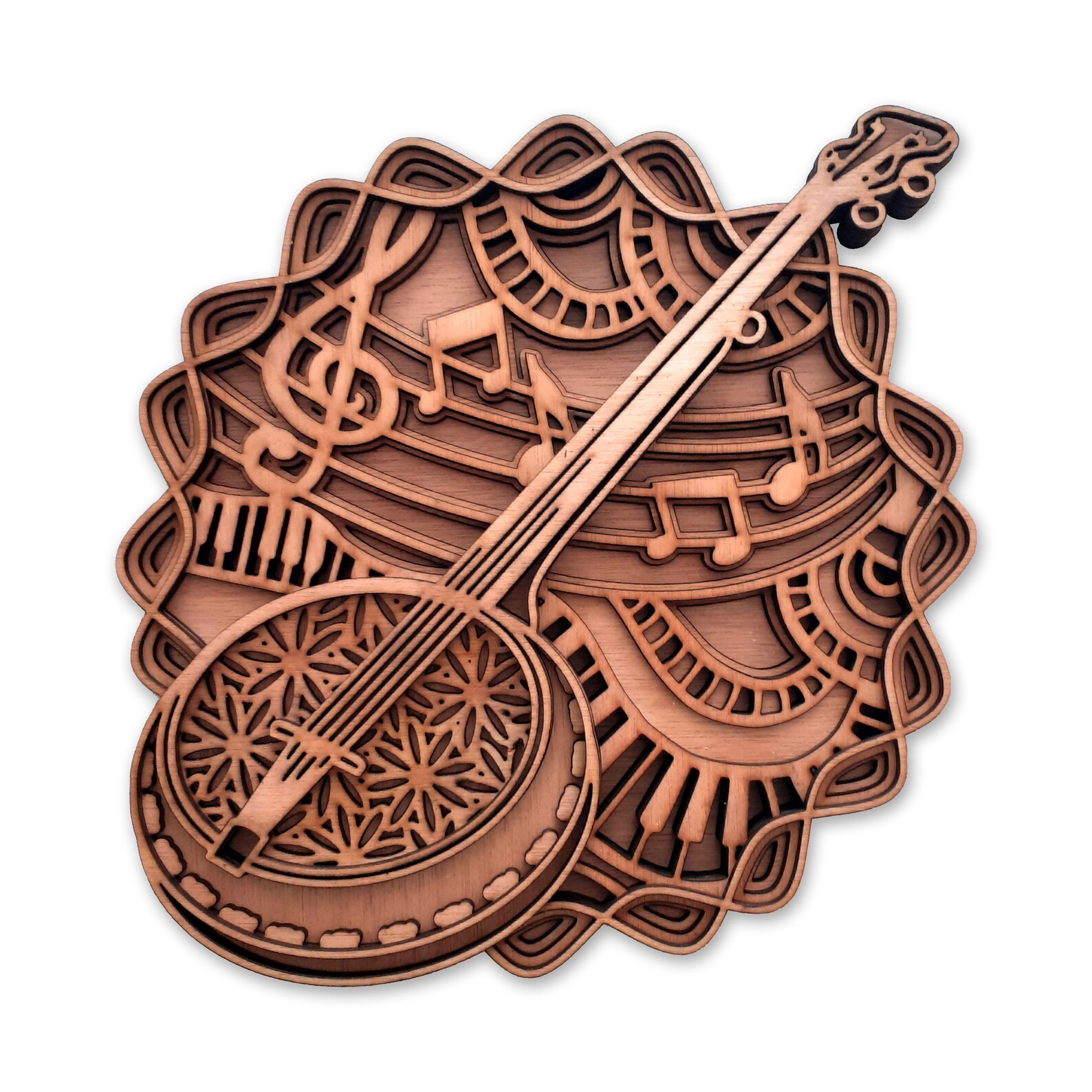 Banjo Music Instrument Layered Laser Cut File Multi Layer Mandala SVG ...