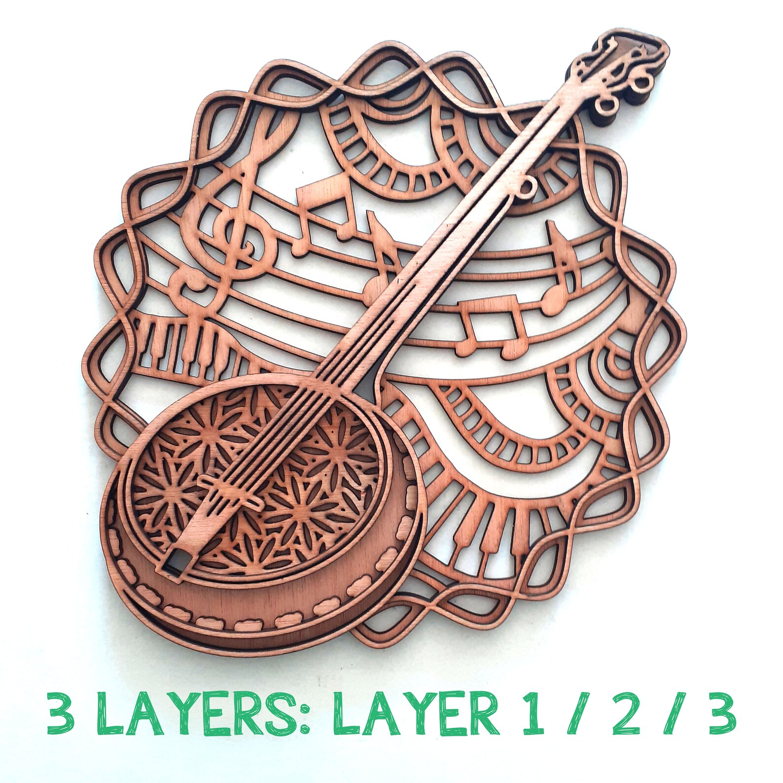 Banjo Music Instrument Layered Laser Cut File Multi Layer Mandala SVG ...