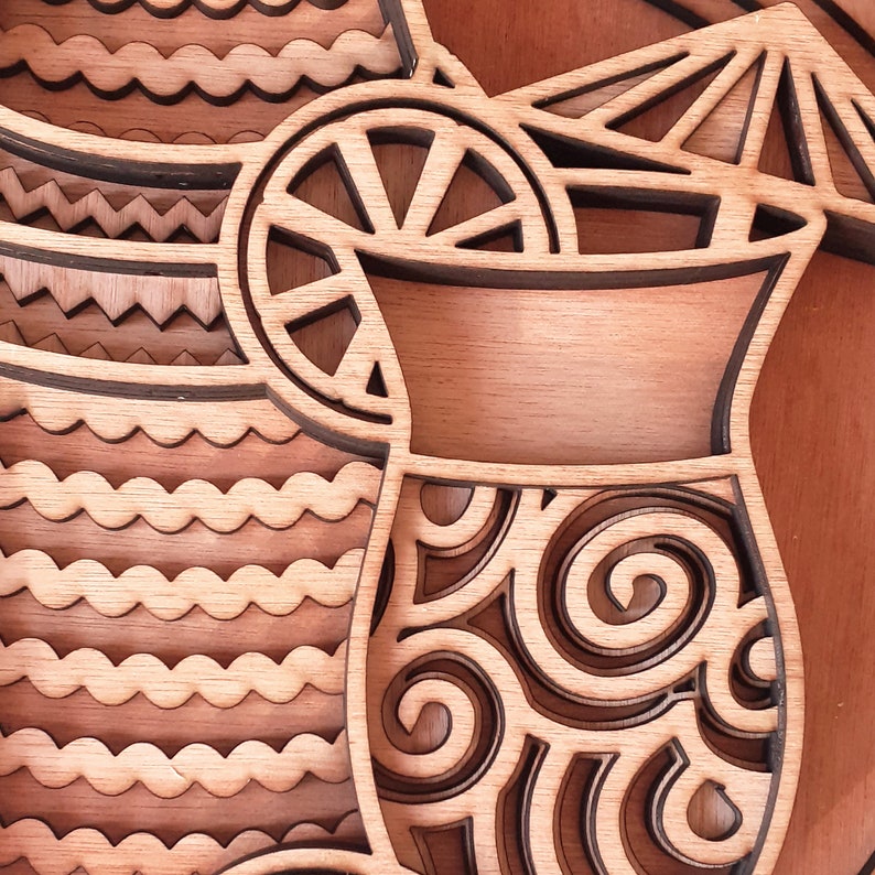 Layered Cocktail Shaker Mandala DXF Laser Cut Cocktail Scene - Etsy