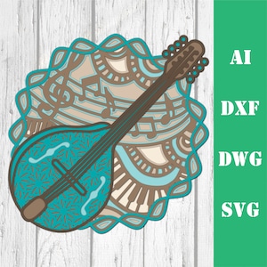 Mandolin Music Instrument Layered Laser Cut File Multi Layer Mandala ...