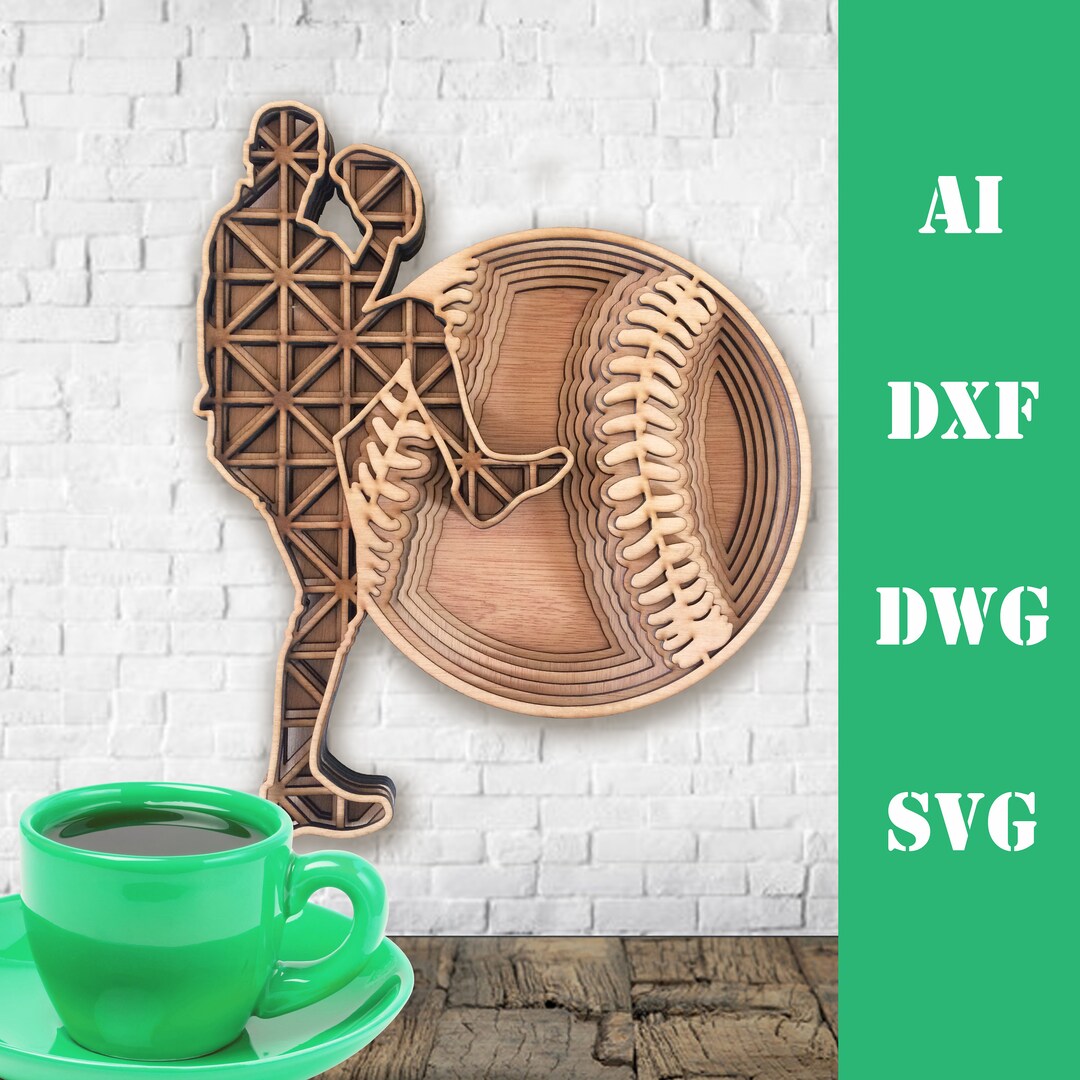 Baseball Player Multi Layer Mandala Sport Model Laser Cut File ...