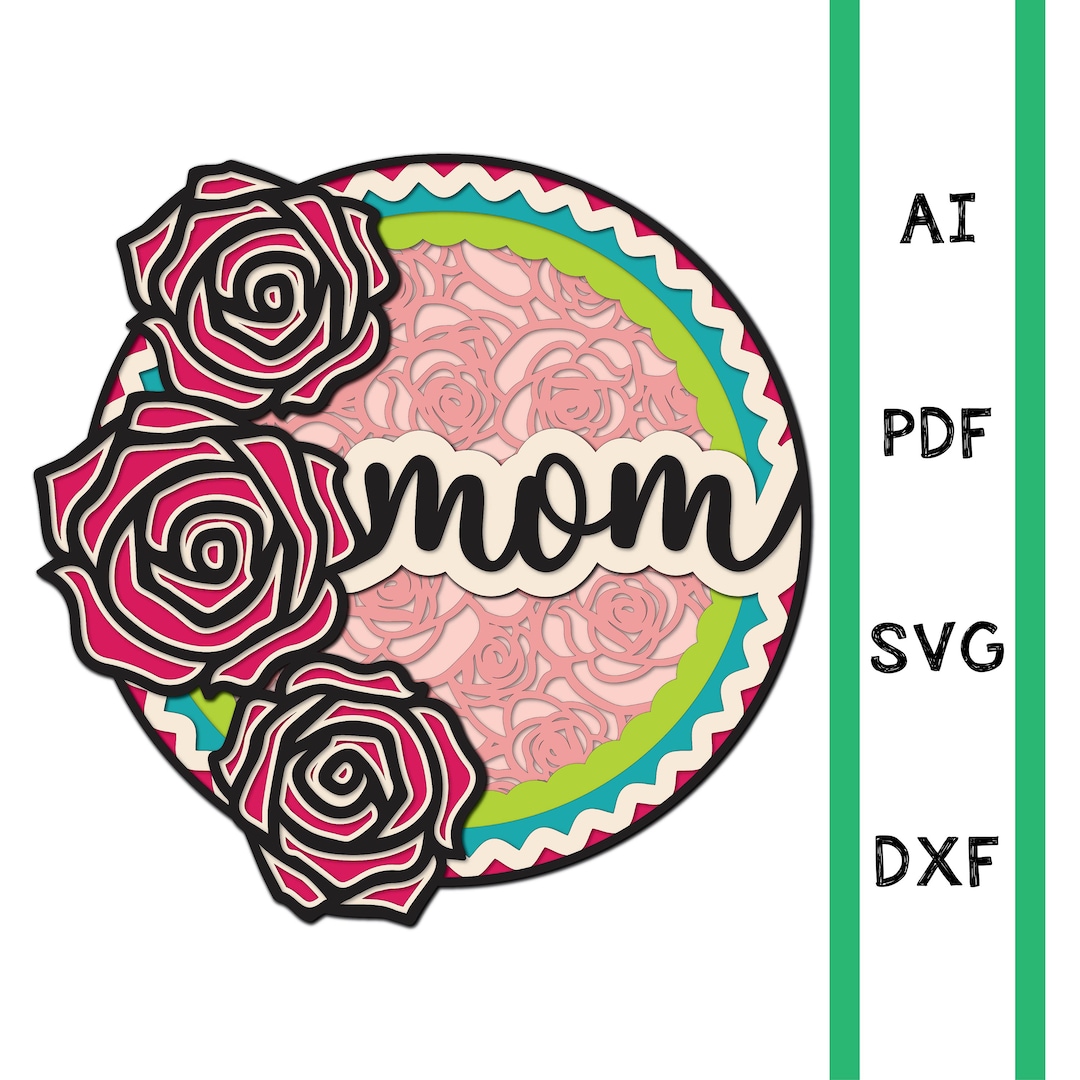 Mother's Day Mandala Roses Layered (svg, Dxf, Ai, Pdf) - Etsy