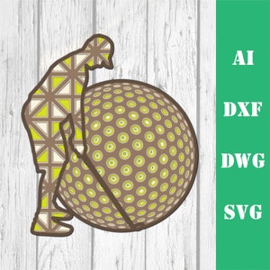 Golf, Multi Layer Mandala Golfer Golf Ball Model Laser Cut File ...