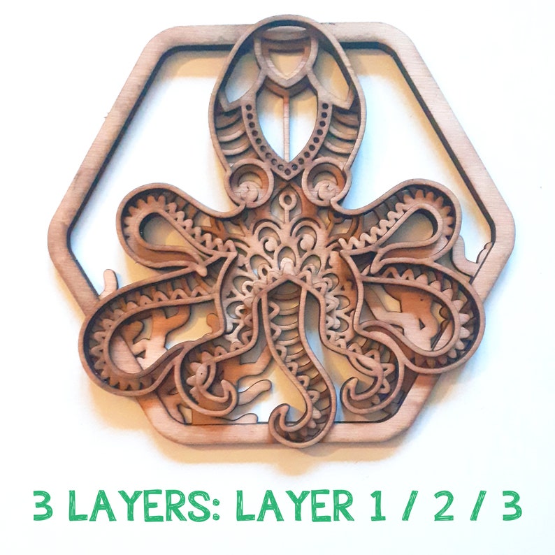Layered Octopus Multi Layer Mandala 3d Model Laser Cut File | Etsy