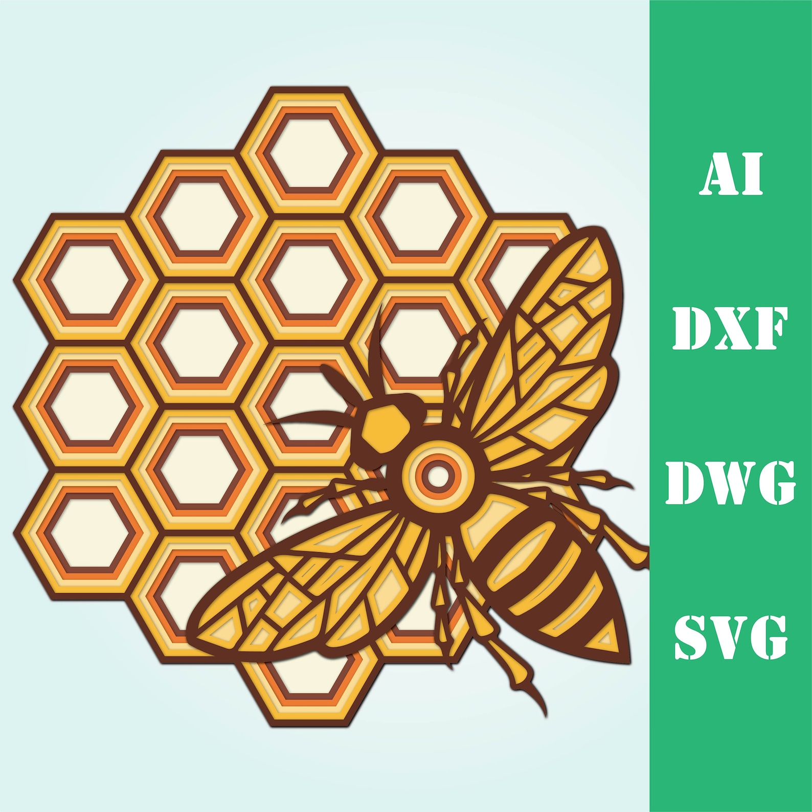Honeycomb Bee Multi Layer Mandala Model Laser Cut File - Etsy Australia
