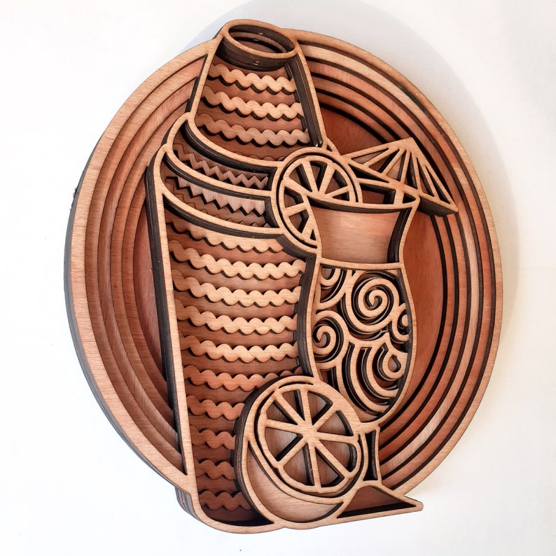 Layered Cocktail Shaker Mandala DXF Laser Cut Cocktail Scene - Etsy