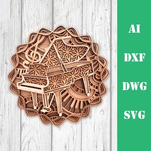 Bundle Music Instruments Layered Mandala Guitar Saxophone Drum Laser ...