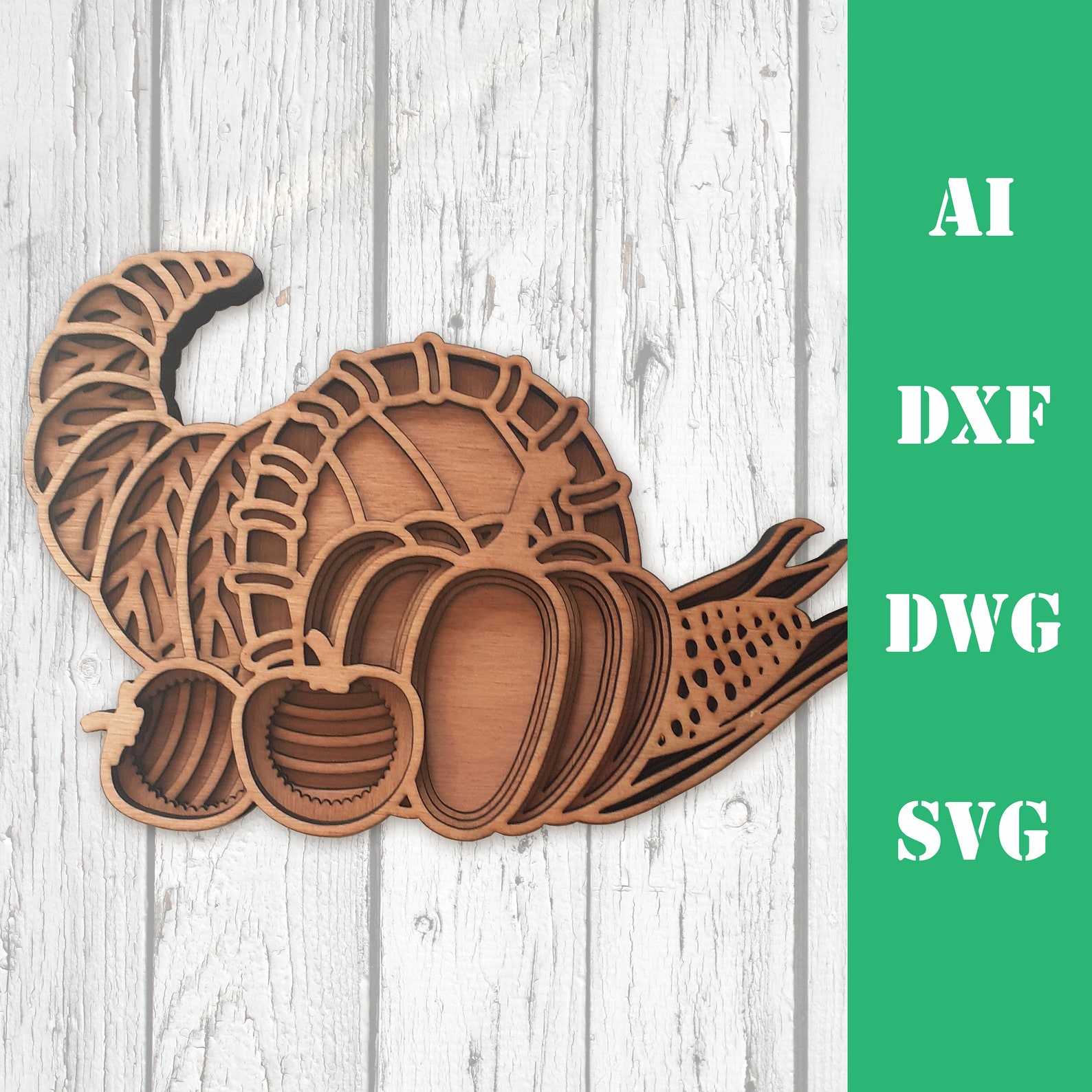 Thanksgiving Cornucopia Basket SVG, Multi Layer Mandala Laser Cut Files ...