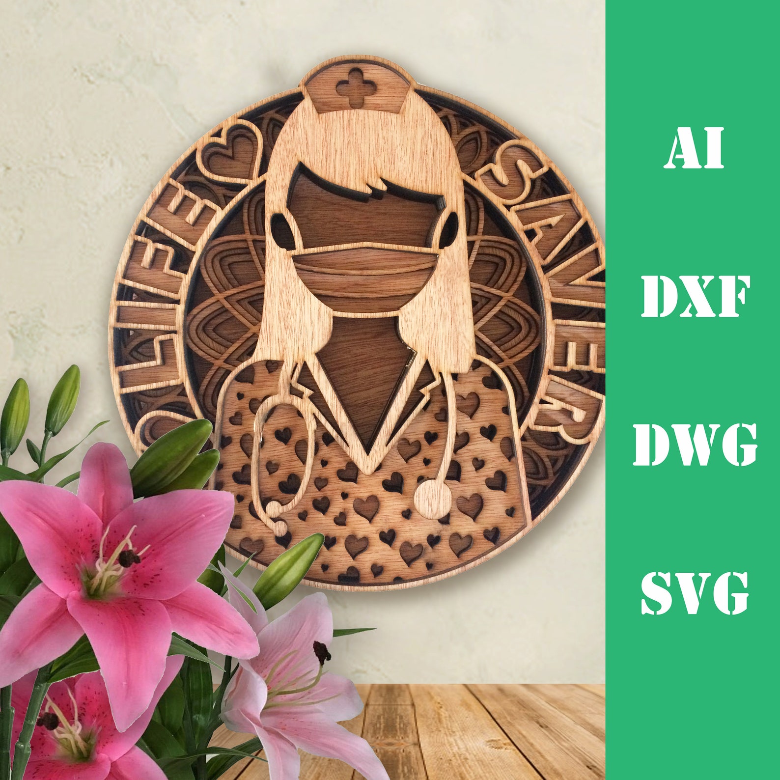 Nurse Life Saver Multi Layer Mandala Model Laser Cut File, Commercial ...