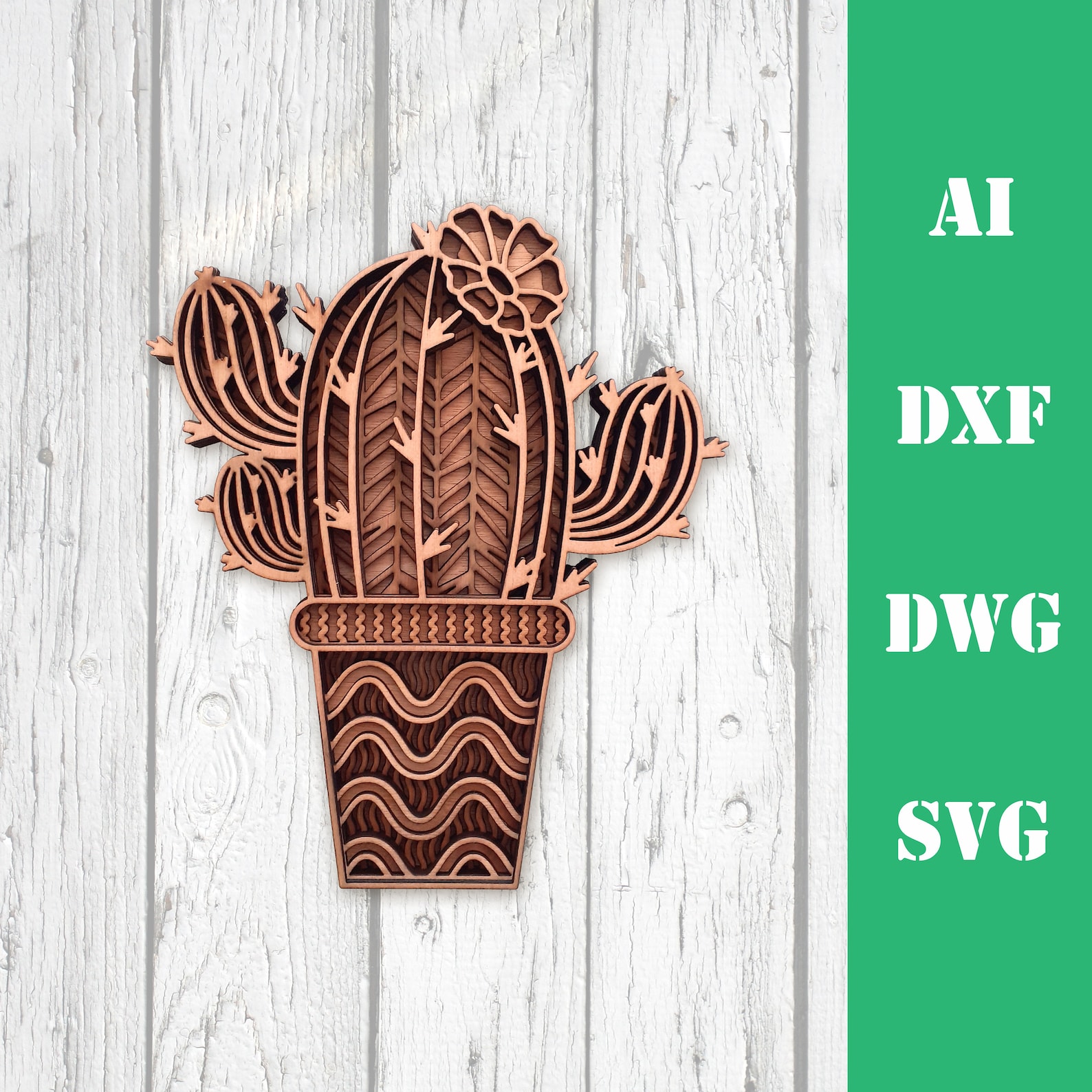 Cactus Multi Layer Mandala Model Laser Cut File, Commercial Use, Wall ...
