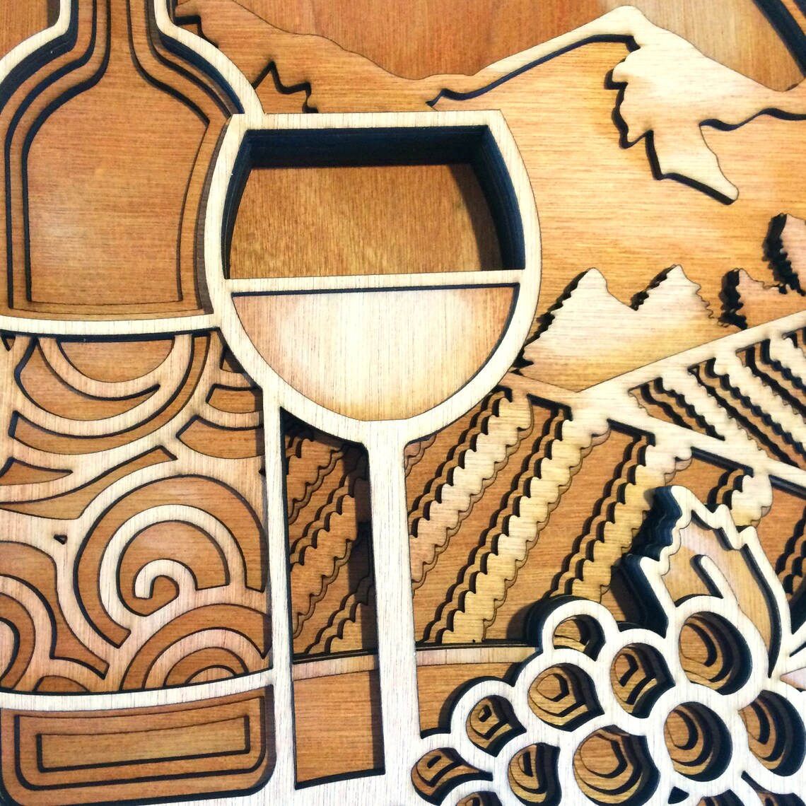 Doesjie Wine Scene Mandala DXF for Laser Cut Layered Wine | Etsy