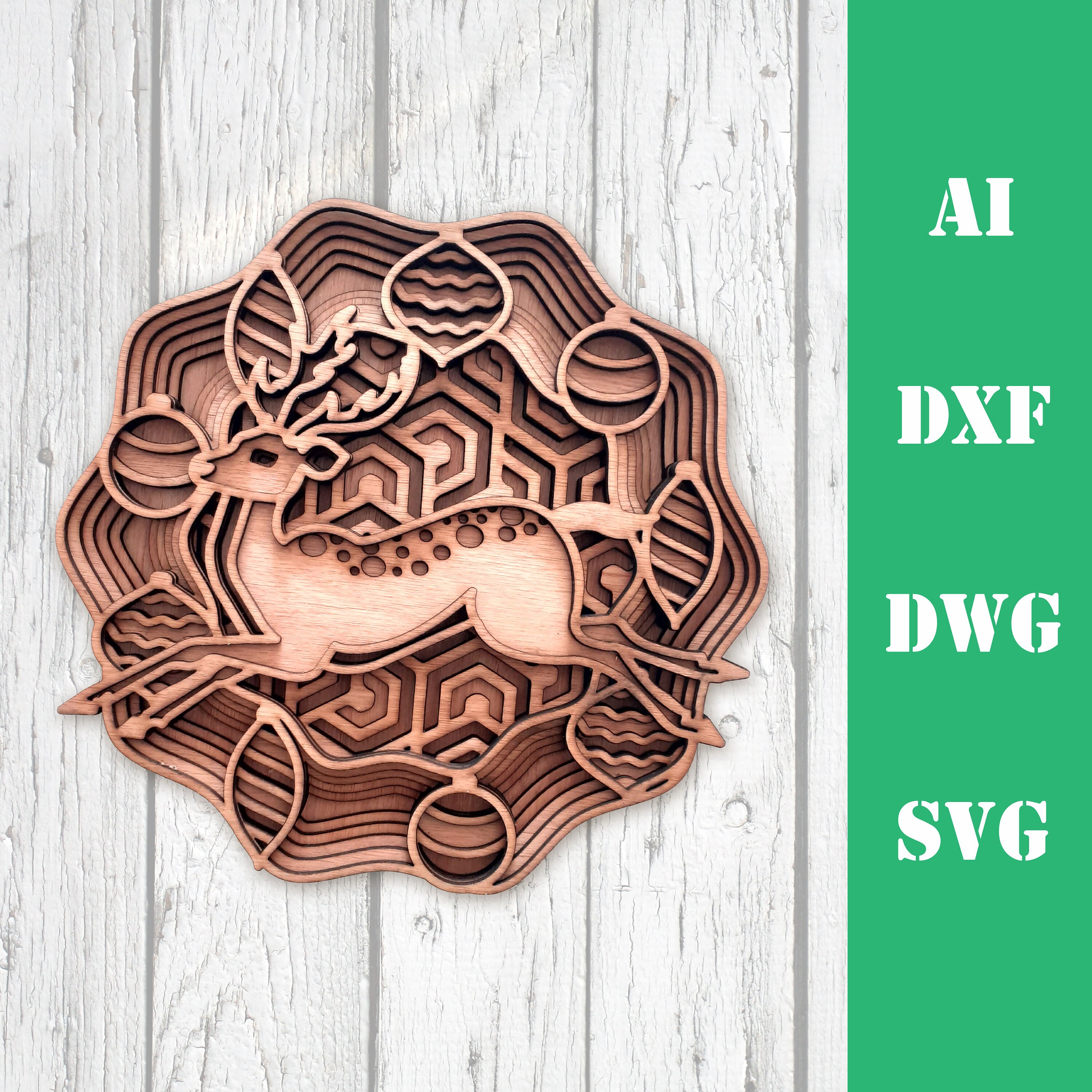 Layered Reindeer Christmas Multi Layer Mandala Reindeer 3D Laser Cut ...