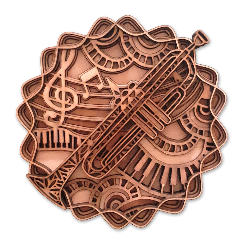 Trumpet Music Instrument Layered Laser Cut File Multi Layer Mandala SVG ...