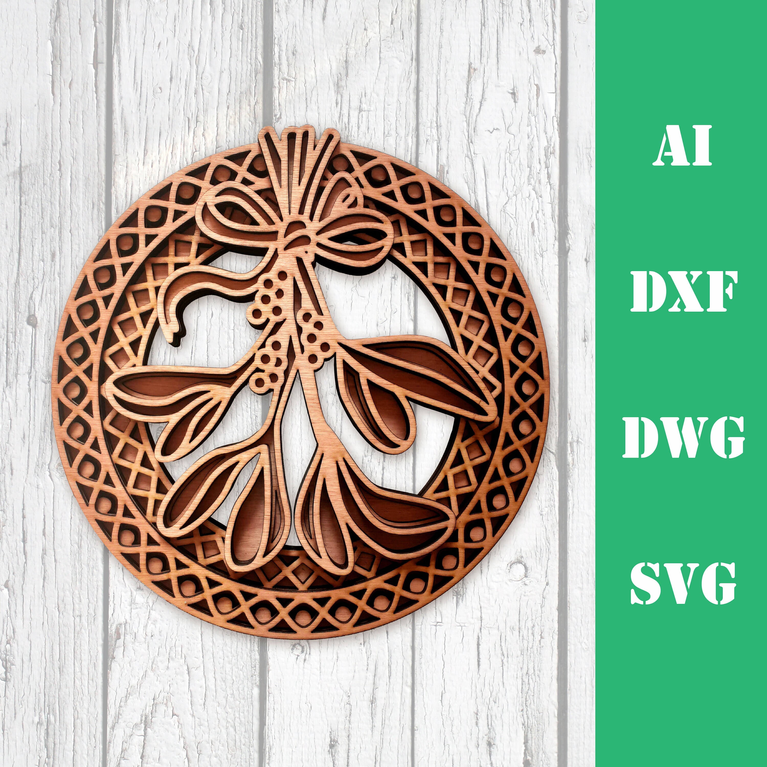 Layered Christmas Mistletoe 3d Multi Layer Mandala Laser Cut - Etsy