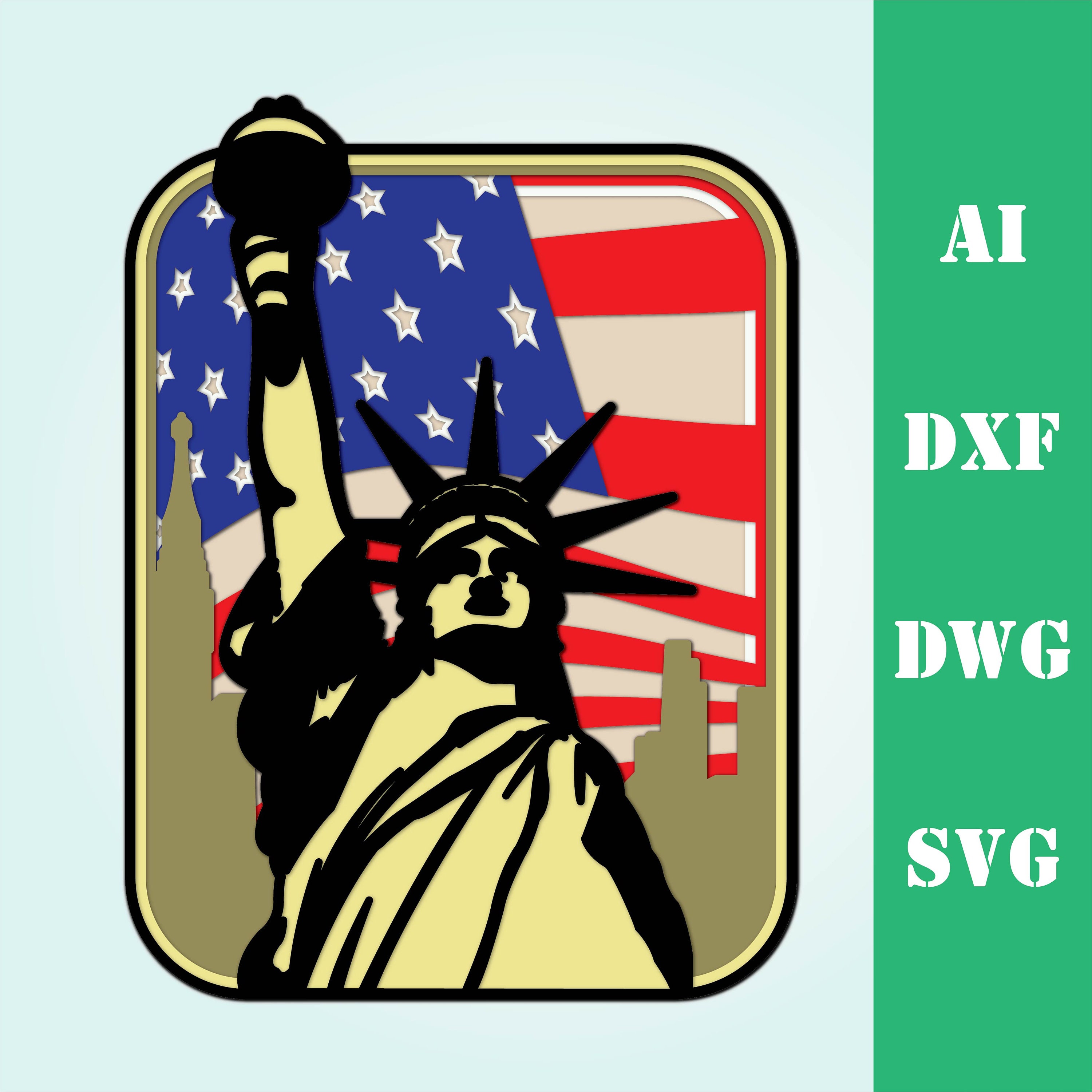 4th of July Statue of Liberty Multi Layer Mandala Laser Cut File ...